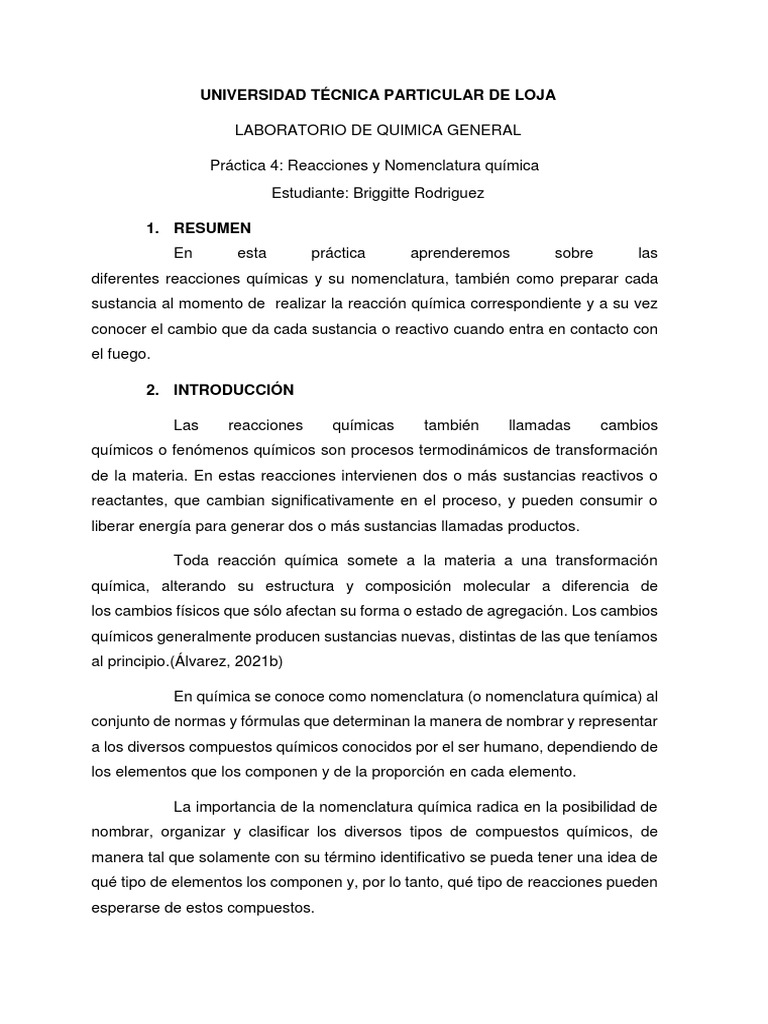 UTPL | PDF | Química | Reacciones químicas