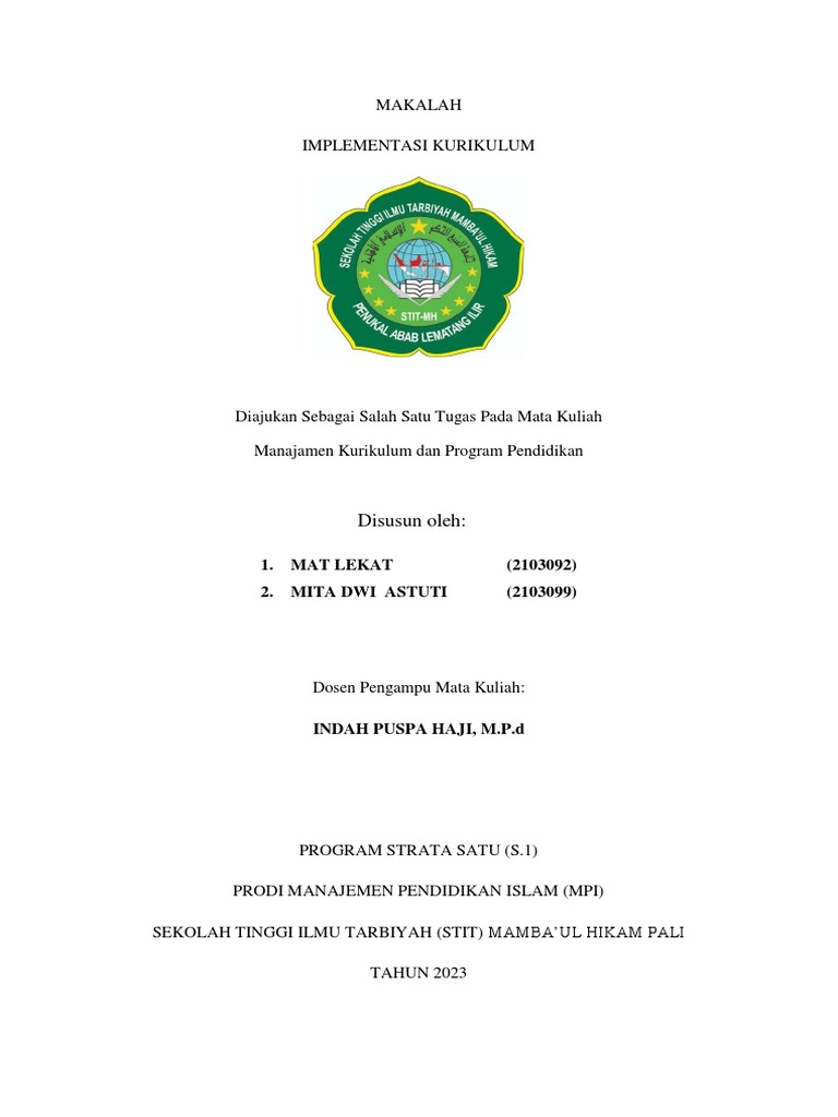 Makalah Manajemen Kurikulum | PDF | Karier & Perkembangan | Bisnis