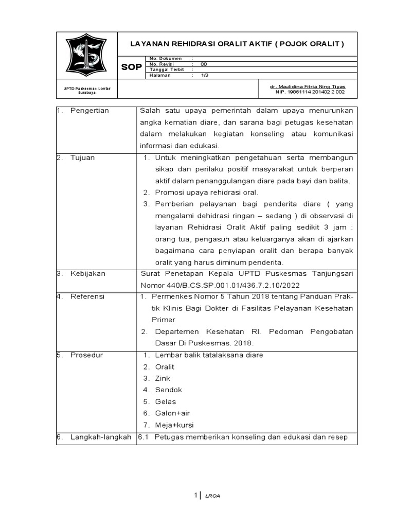 Layanan Rehidrasi Oralit Aktif untuk Diare | PDF