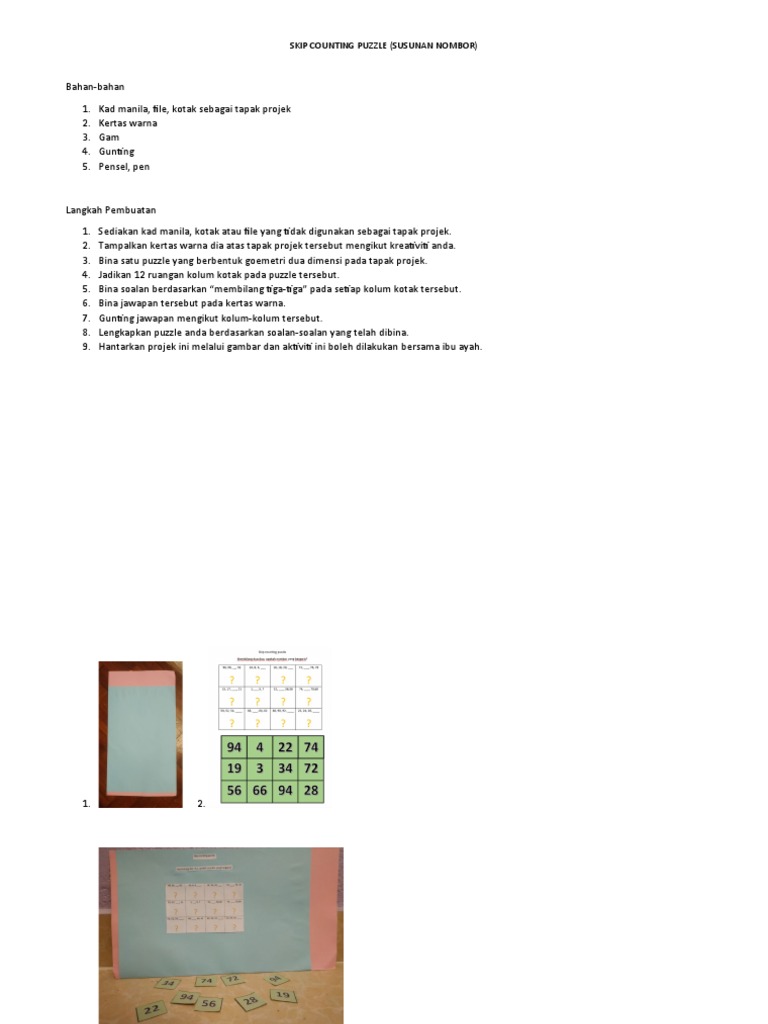 Projek Skip Counting Puzzle (Susunan Nombor) | PDF