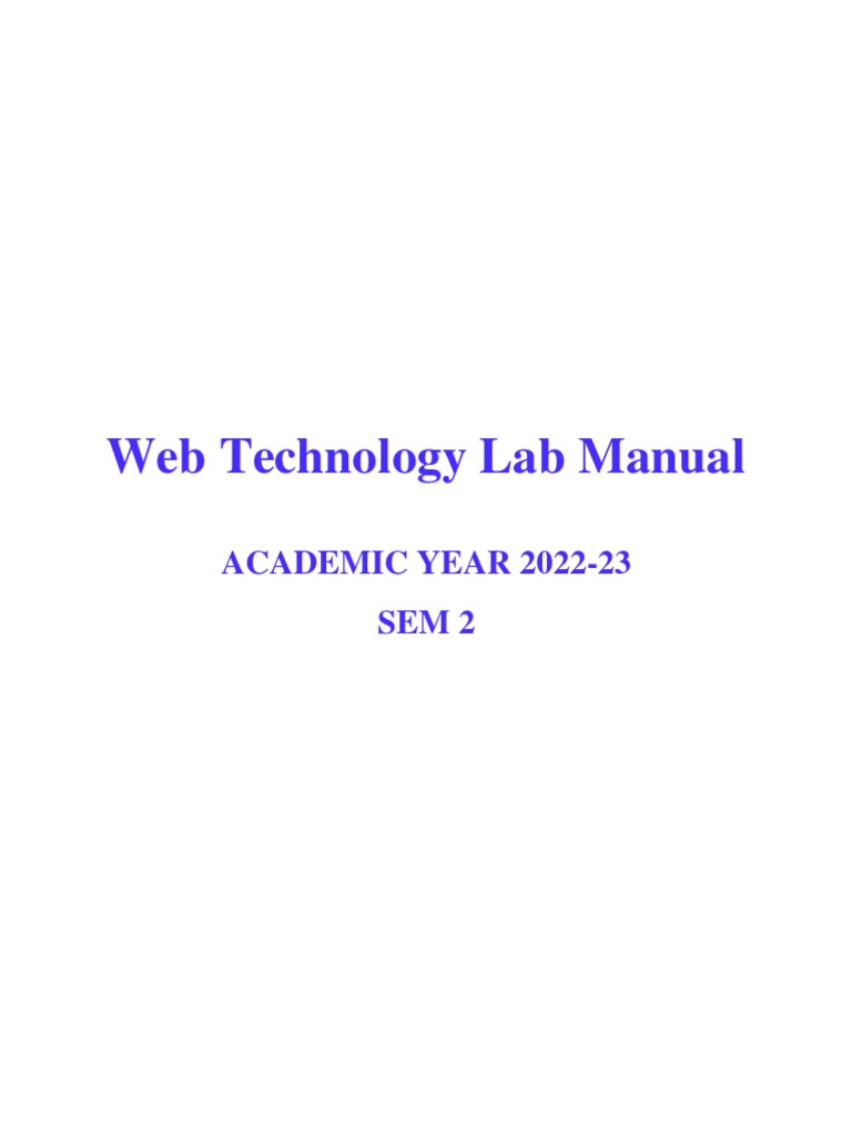 Web Technology Lab Manual | PDF | Html | Html Element