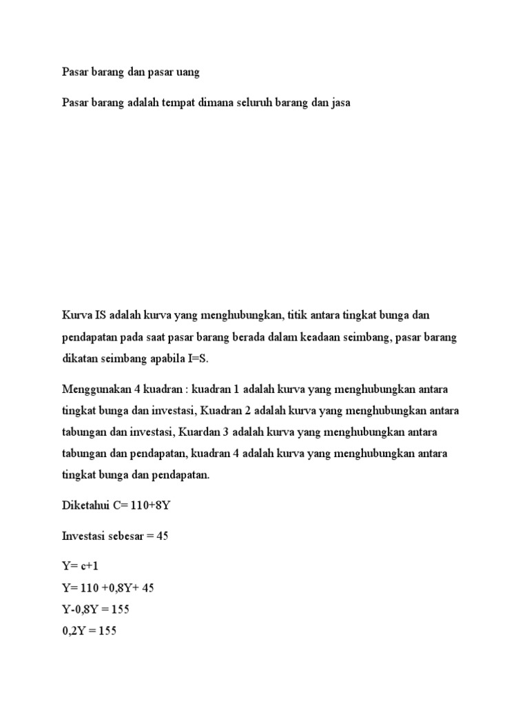 Pasar Barang Dan Pasar Uang | PDF