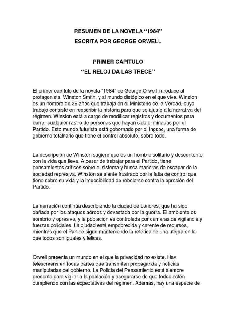 Resumen de La Novela | PDF