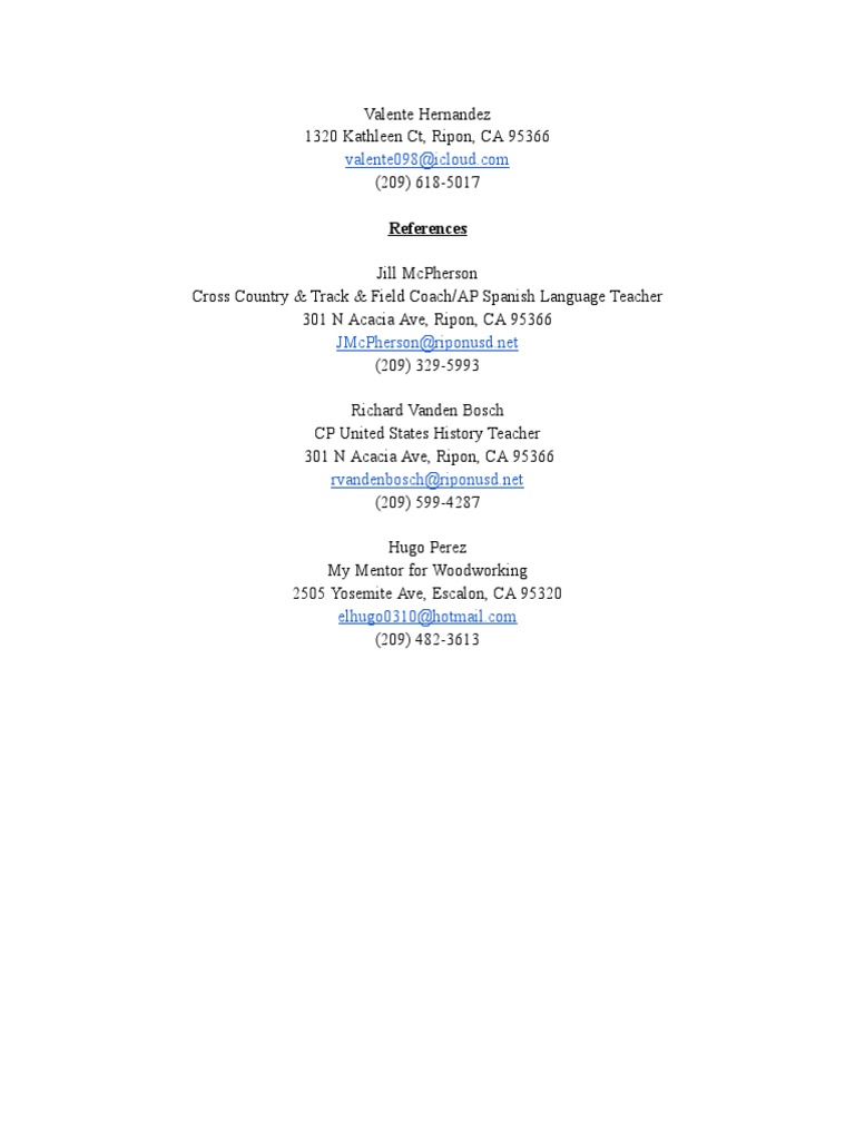 Contact References List | PDF