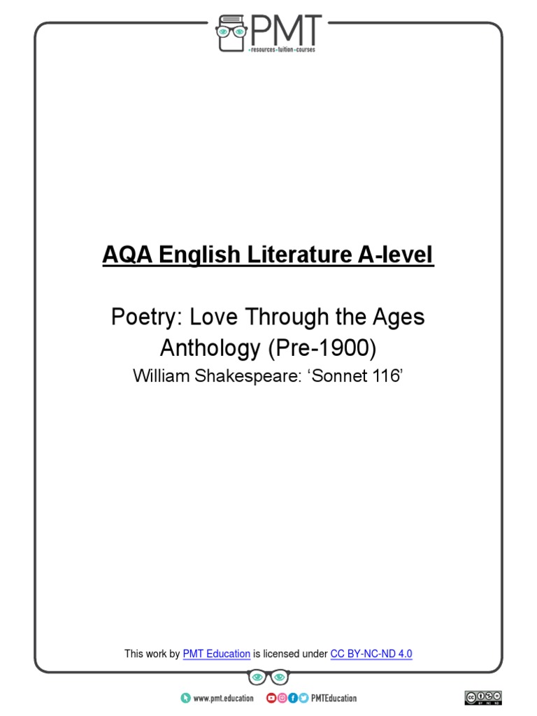 Sonnet 116 - William Shakespeare | Download Free PDF | Shakespeare's ...