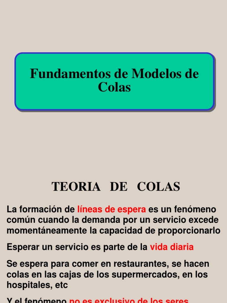 Teoría y Modelos de Colas | PDF | Matemáticas Aplicadas