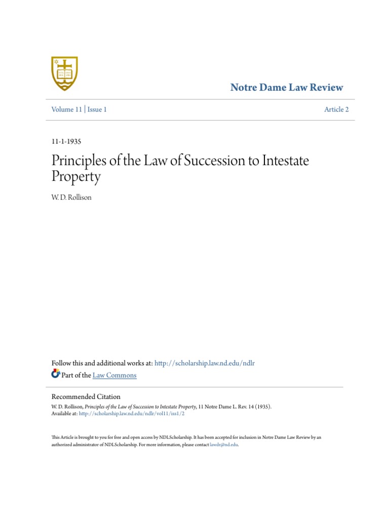 Principles of The Law of Succession To Intestate Property | PDF ...