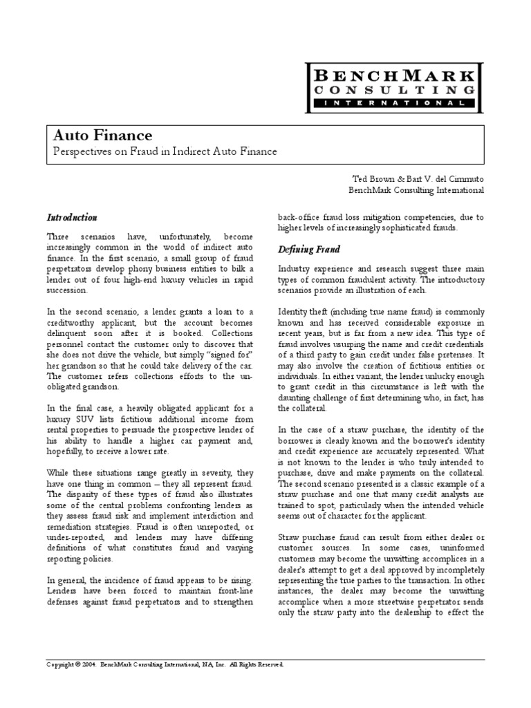 Auto Finance Fraud | PDF | Identity Theft | Fraud