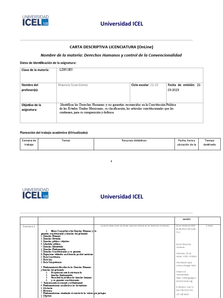 Carta Descriptiva | PDF | Derecho Constitucional | Judicaturas