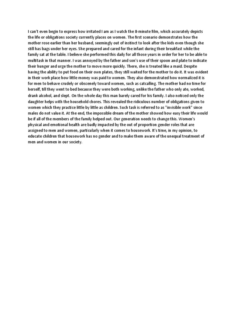 Gender Roles in "The Impossible Dream" | PDF | Social Science | Wellness