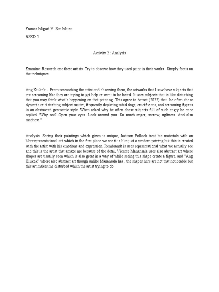 Activity 2 Analysis | PDF