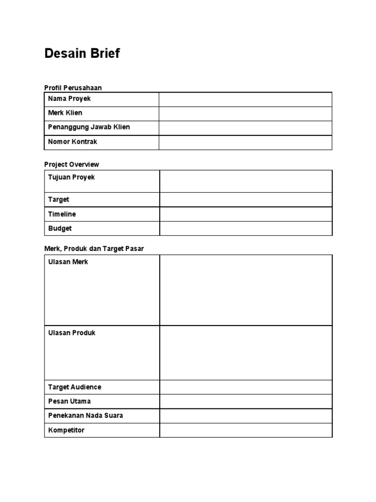 Contoh Format Desain Brief Lengkap | PDF
