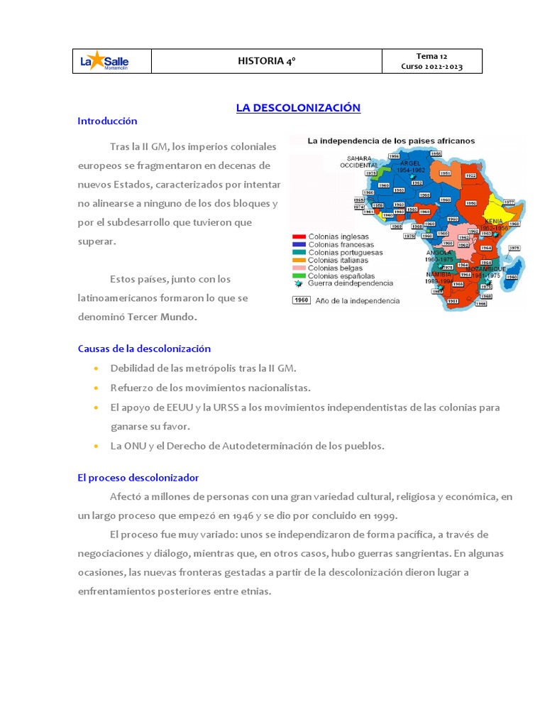 TEMA 12 La Descolonización Del Tercer Mundo | PDF | Descolonización | Teorías políticas
