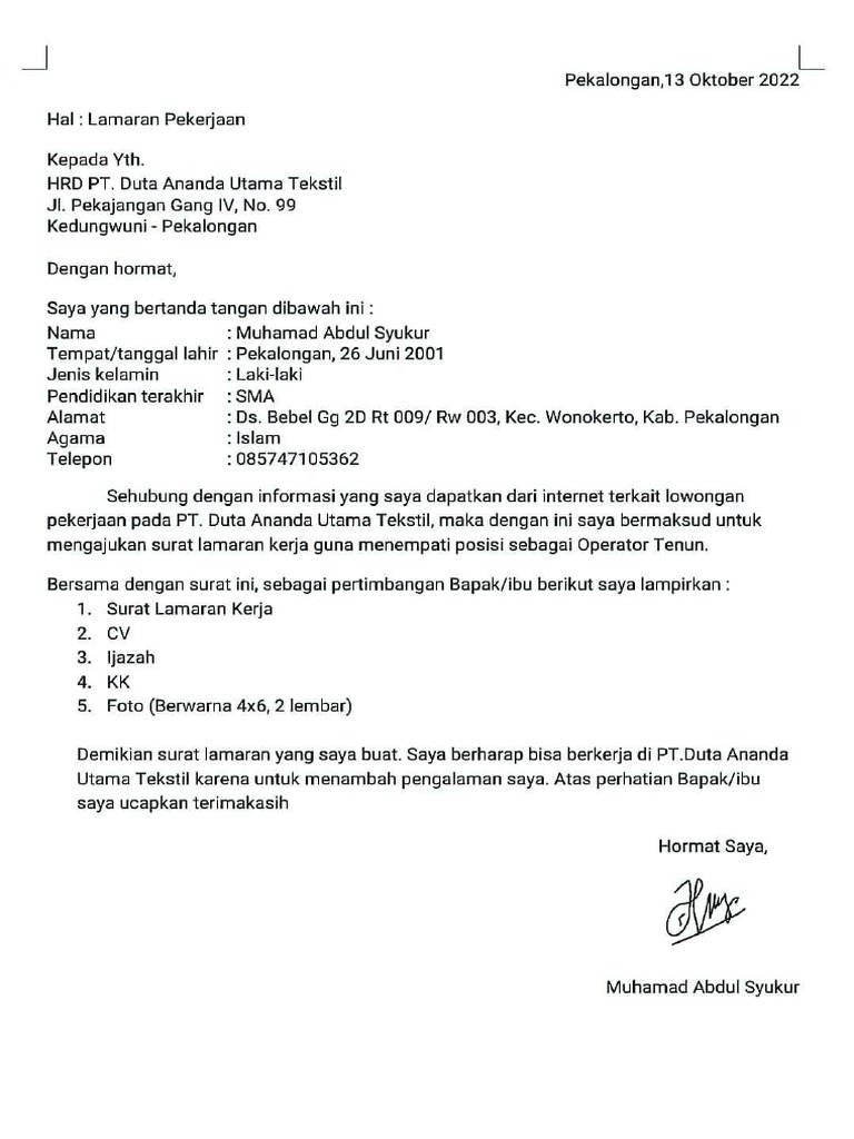 PT. Duta Ananda Utama Tekstil | PDF