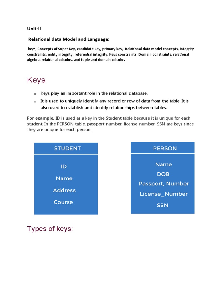 DBMS Notes UNIT2 | PDF | Relational Database | Relational Model