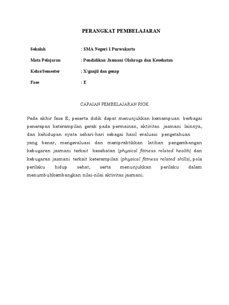 CP, TP, Atp Pjok Kelas X | PDF