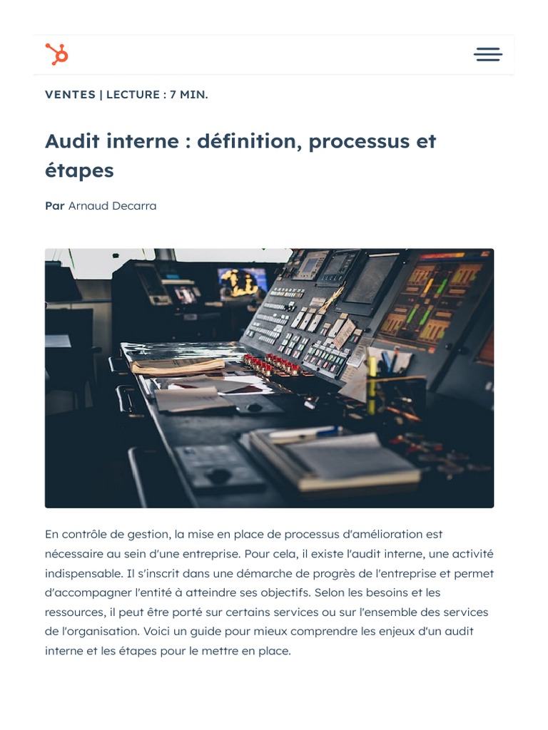 Audit Interne - Définition, Processus Et Étapes | PDF | Audit | Audit interne