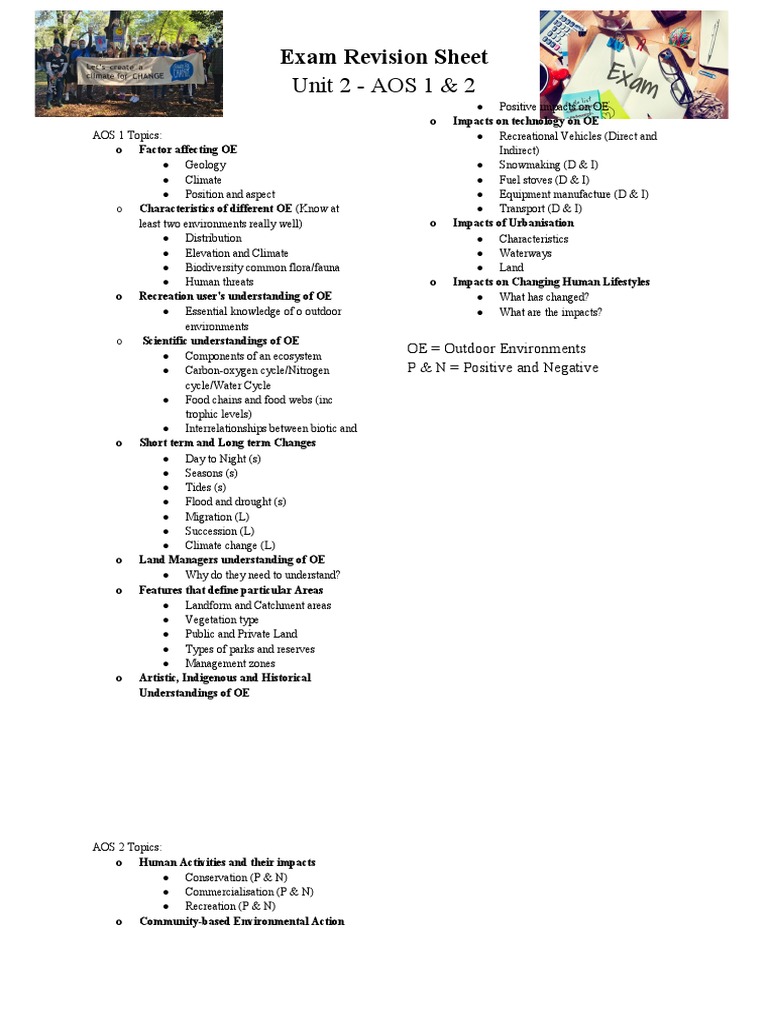 Exam Revision Sheet | PDF | Ecosystem | Environmental Technology