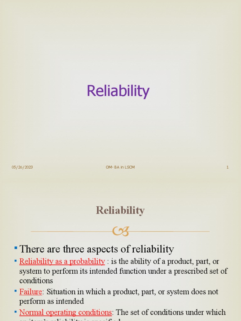 Reliability | PDF | Reliability Engineering | Systems Engineering
