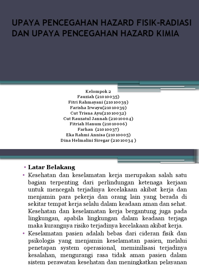 Power Point Upaya Pencegahan Hazard Fisik-Radiasi Dan Upaya Pencegahan ...