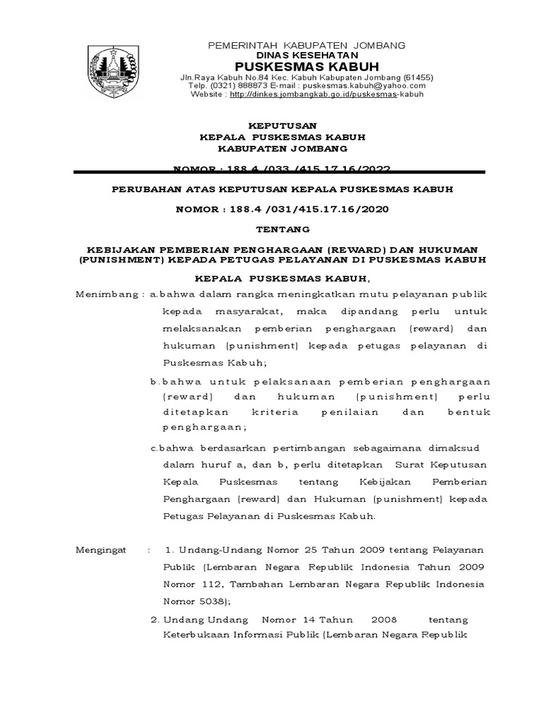 SK Penghargaan Dan Sanksi | PDF