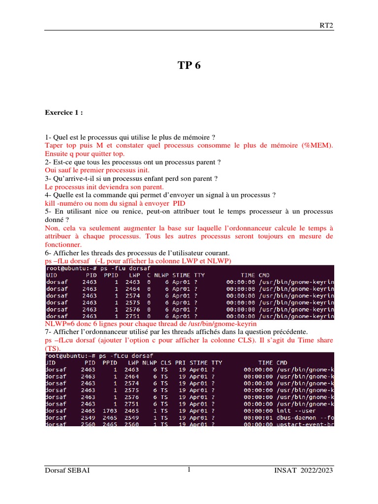 TP 6 - Correction | PDF | Processus (informatique) | Thread (informatique)