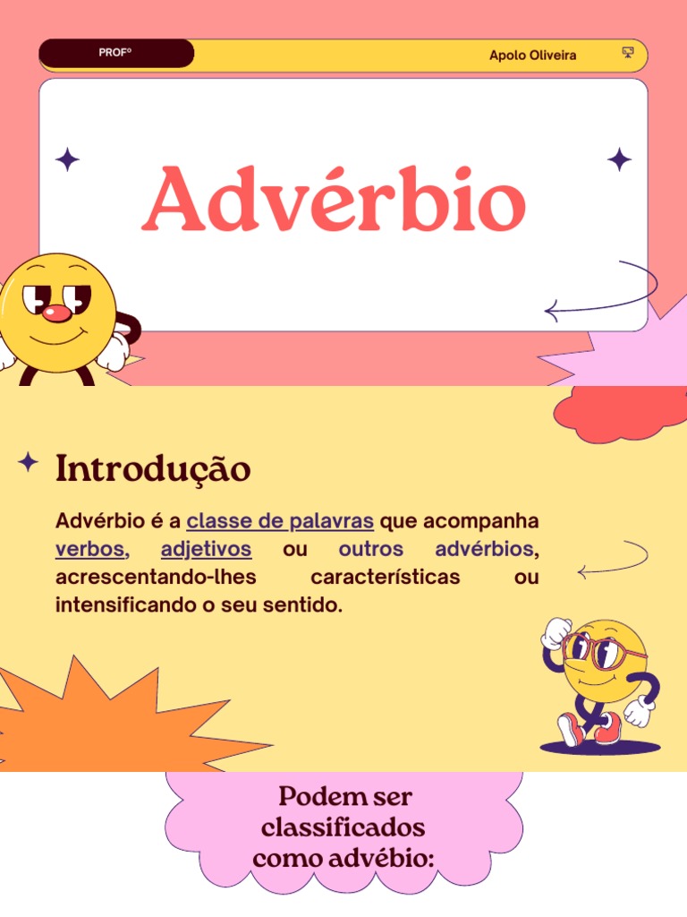 SLIDE ADVÉRBIOS - Oficial! | PDF | Advérbio | Linguística