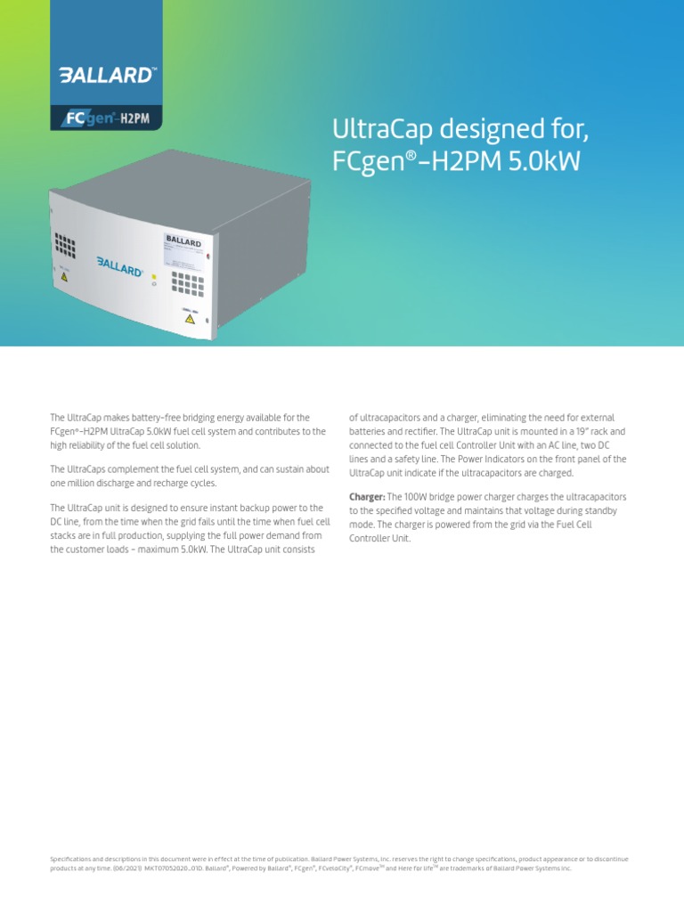 Fcgen h2pm Ultracap 5 0 Data Sheet | PDF | Battery Charger ...