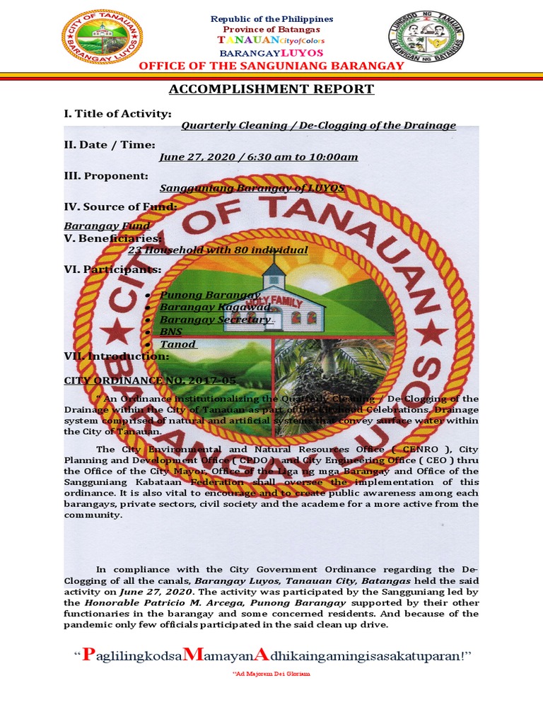 Accomplishment Report June 2020 Pdf Hydrology Environmental
