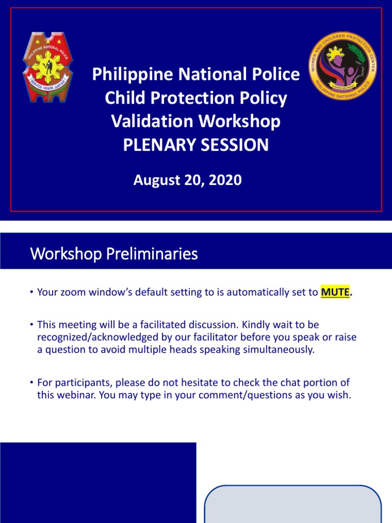 (FINAL PLENARY) - PNP Child Protection Policy Validation Workshop | PDF ...