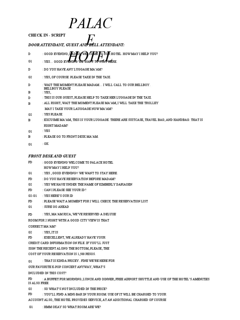 Script Check in Out | PDF | Baggage