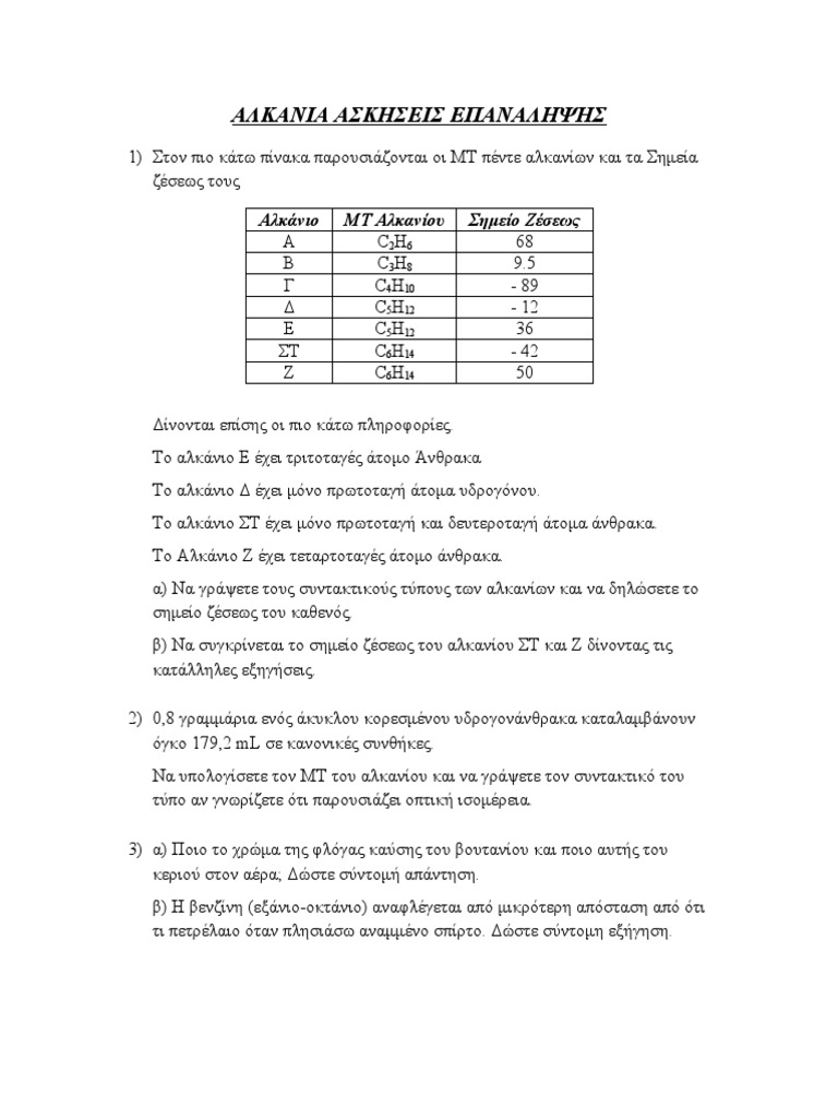 ΑΛΚΑΝΙΑ ΑΣΚΗΣΕΙΣ ΕΠΑΝΑΛΗΨΗΣ | PDF