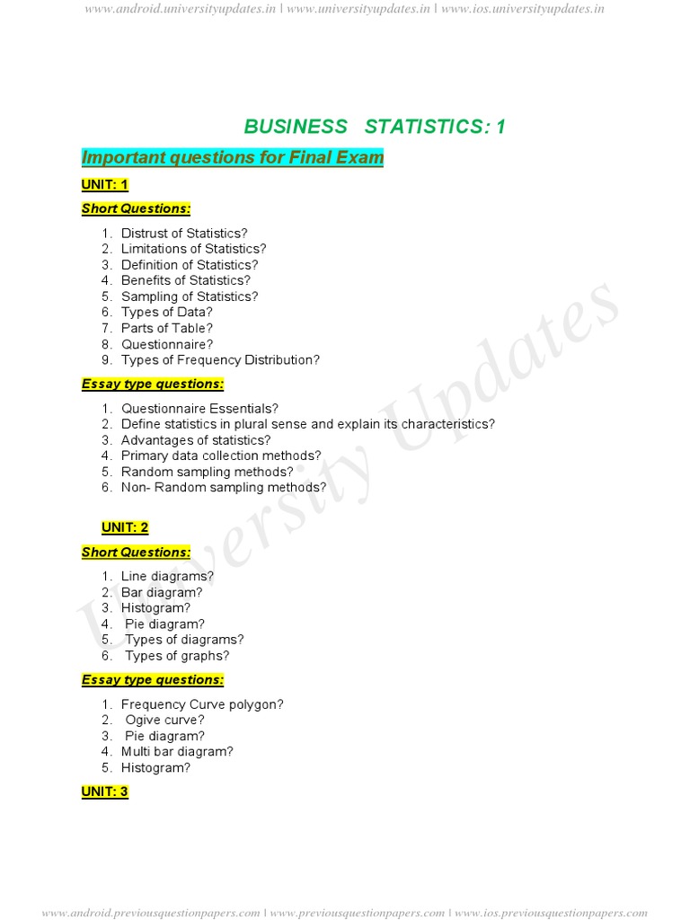 Business Statistics 1 Set 1 | Download Free PDF | Mean | Statistics
