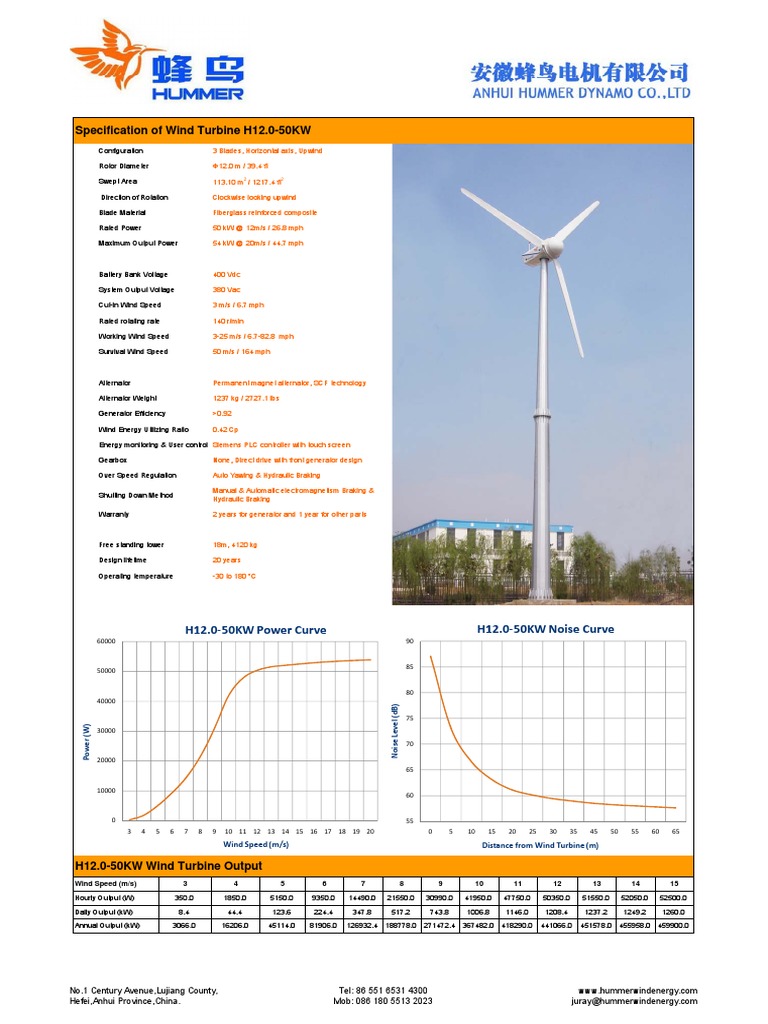 Brochure of H12.0-50KW Wind Turbine | PDF | Electric Generator | Wind ...