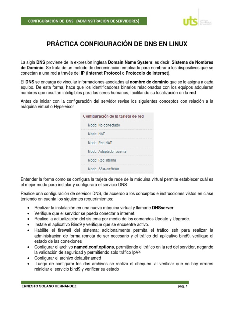 5 Practica Configuración DNS | PDF | sistema de nombres de dominio | Protocolos de internet