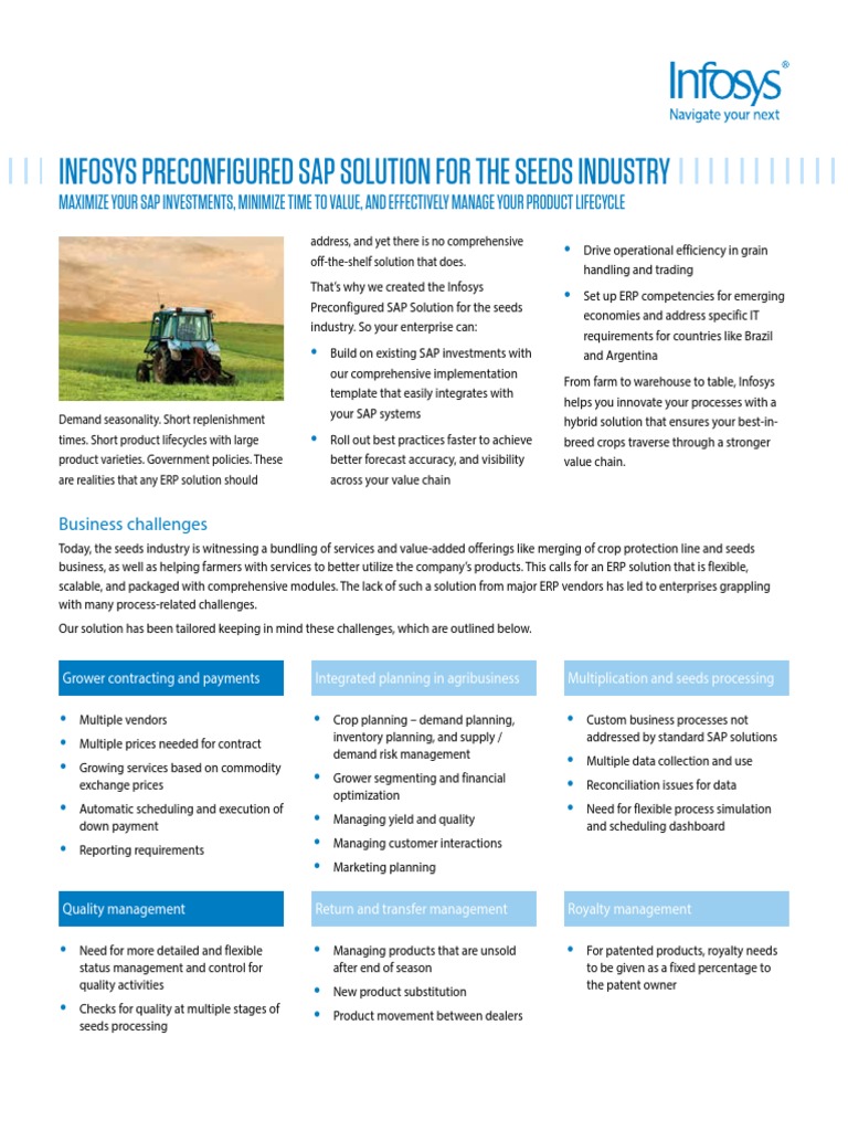 Infosys SAP Solution for Seeds Industry | PDF | Enterprise Resource ...