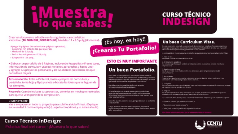 Instrucciones Practica Final Curso Tecnico Indesign Centu Pdf
