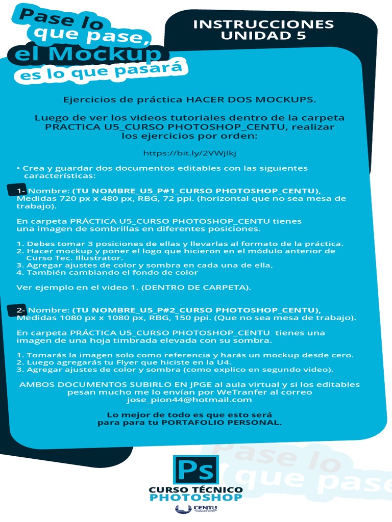 Instrucciones De Practica U5 Curso Photoshop Centu Pdf