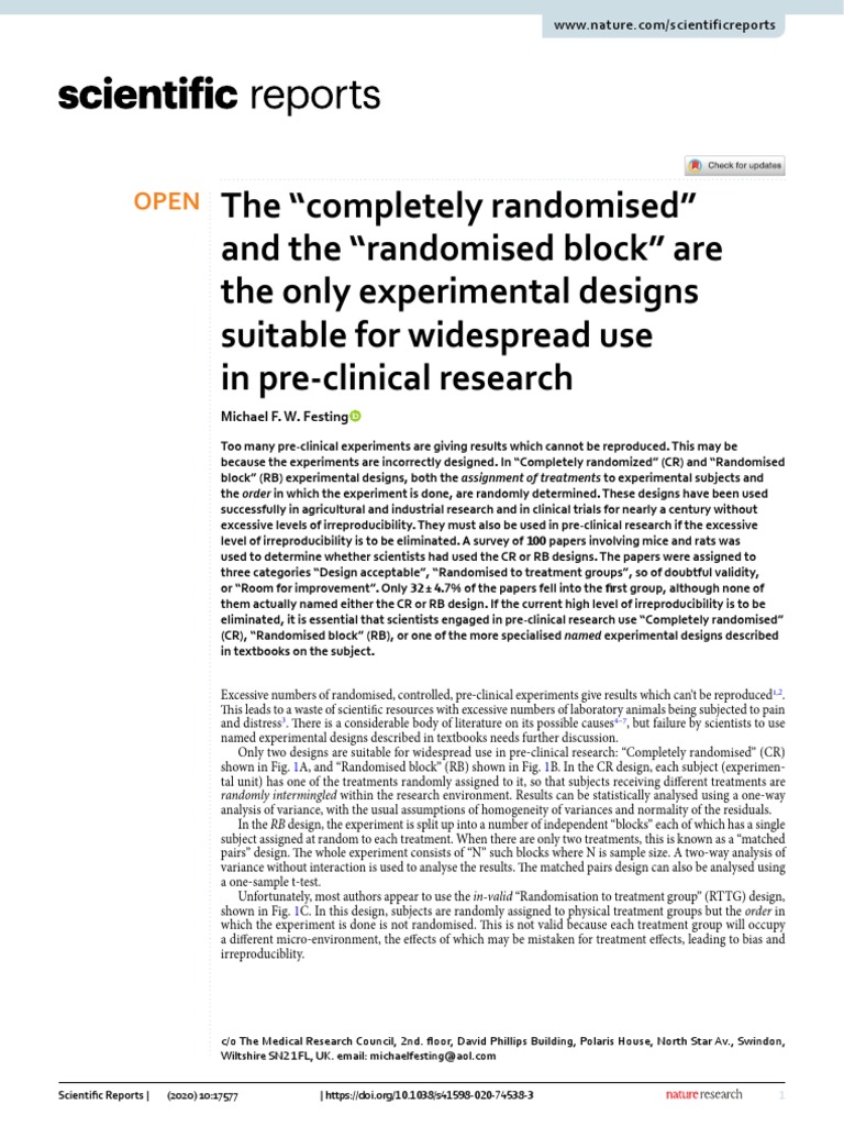 The "Completely Randomised" and The "Randomised Block" Are The Only ...