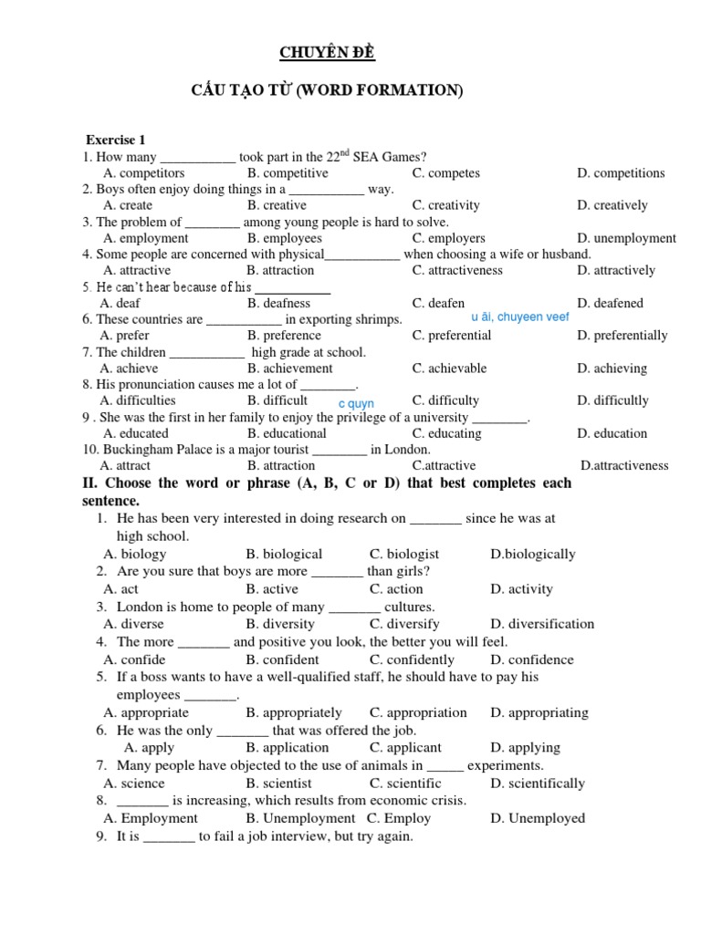 BAI TAP Wordform | PDF
