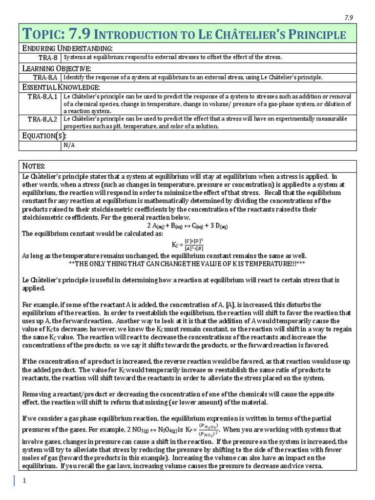 Le Châtelier’s Principle Explained | PDF | Chemical Reactions ...