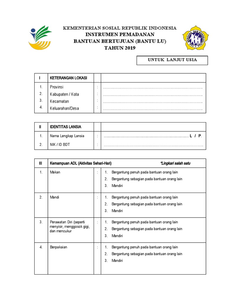 Form Verifikasi Lansia | PDF