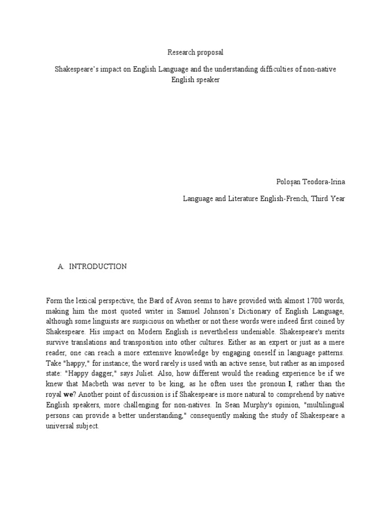 Research Proposal English Lit | PDF | English Language | William ...