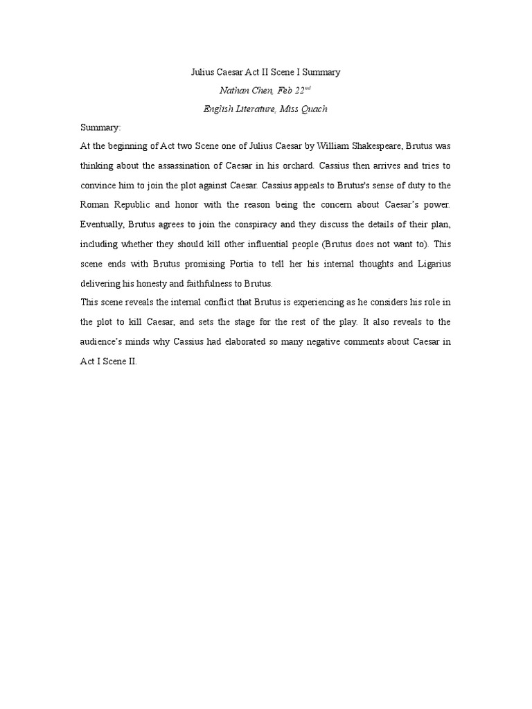 Julius Caesar Act II Scene I Summary | PDF | History | Young Adult