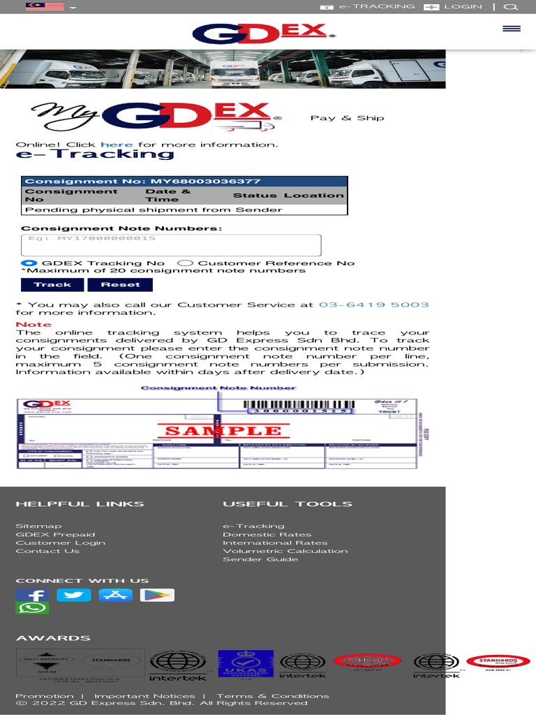 GD Express SDN BHD - E-Tracking | PDF