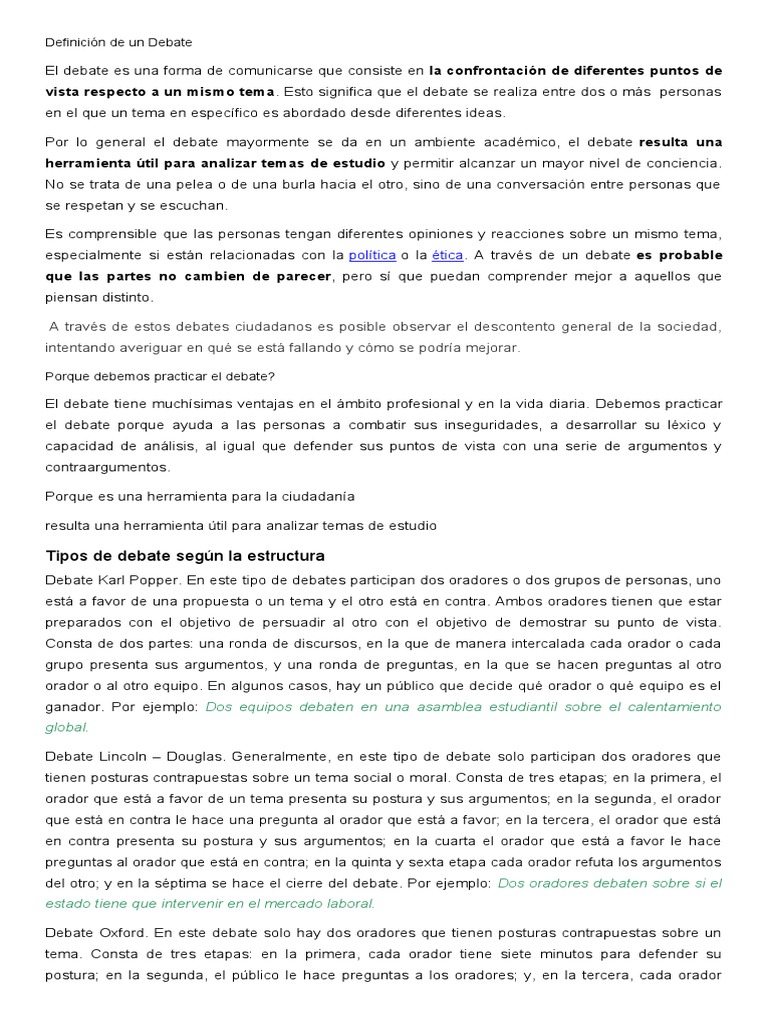 Definición de Un Debate | PDF
