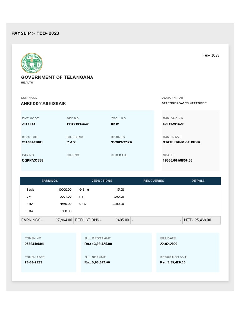 Febuary Pay Slip | PDF