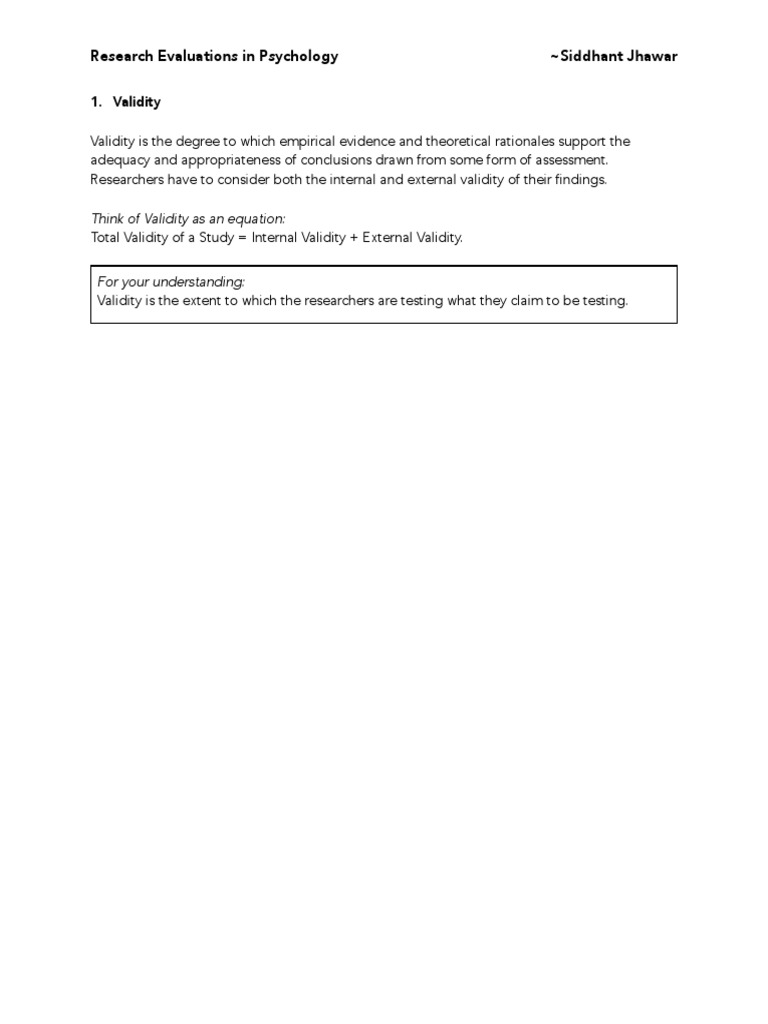 Notes On Validity Pdf Validity Statistics Experiment 8789