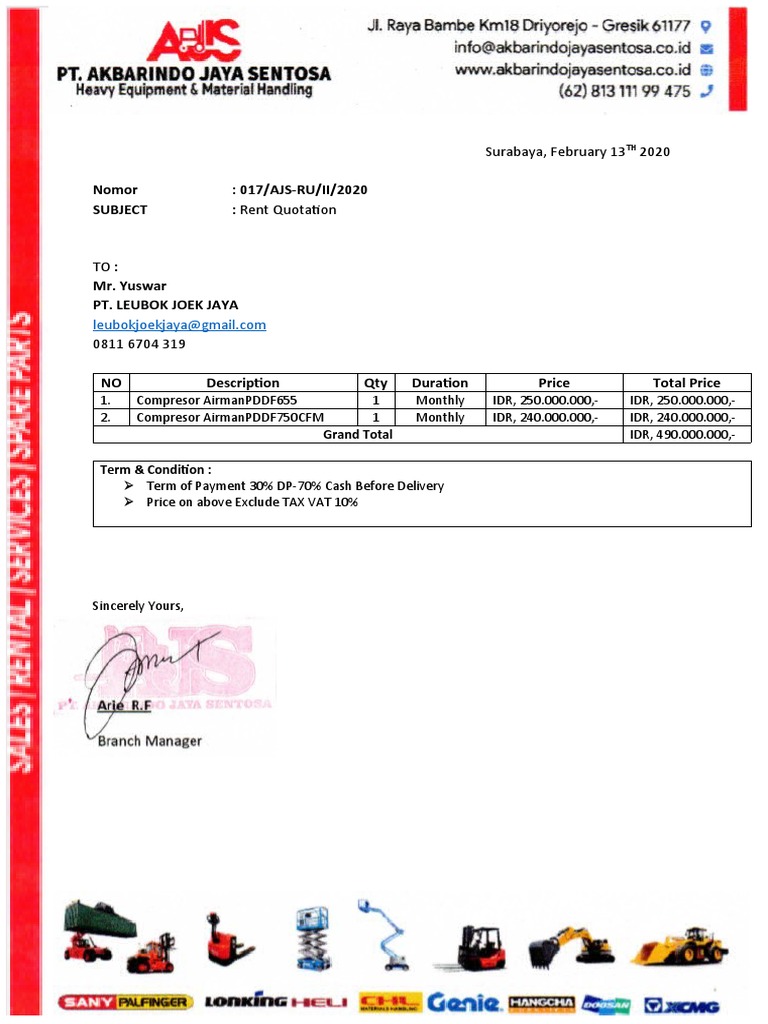 Invoice Kompresor 2 Unit | PDF