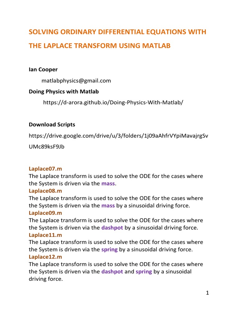Laplace 01 | PDF | Ordinary Differential Equation | Resonance